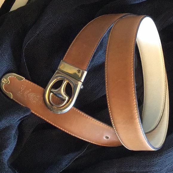 Gucci | Accessories | Vintage Gucci Leather Reversible Belt Camel Cream ...